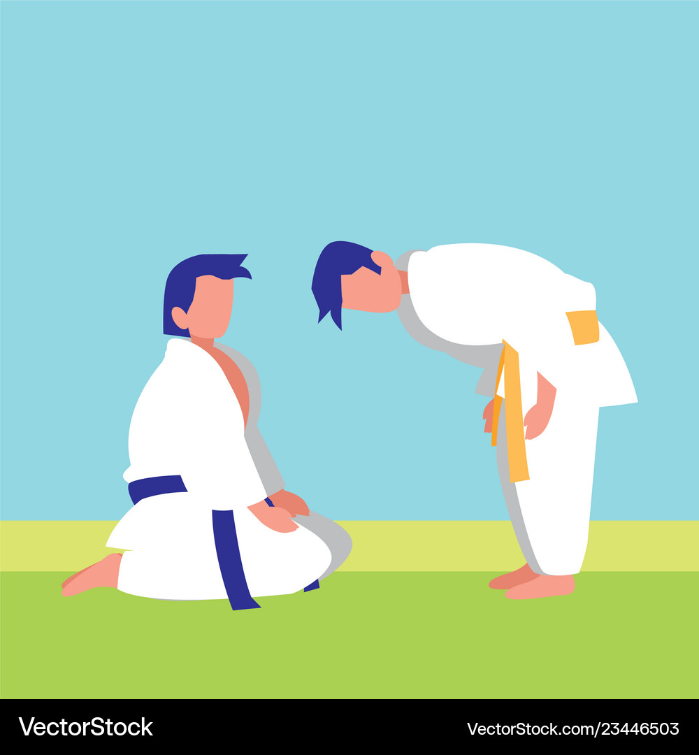Couple fighting martial arts characters Royalty Free Vector