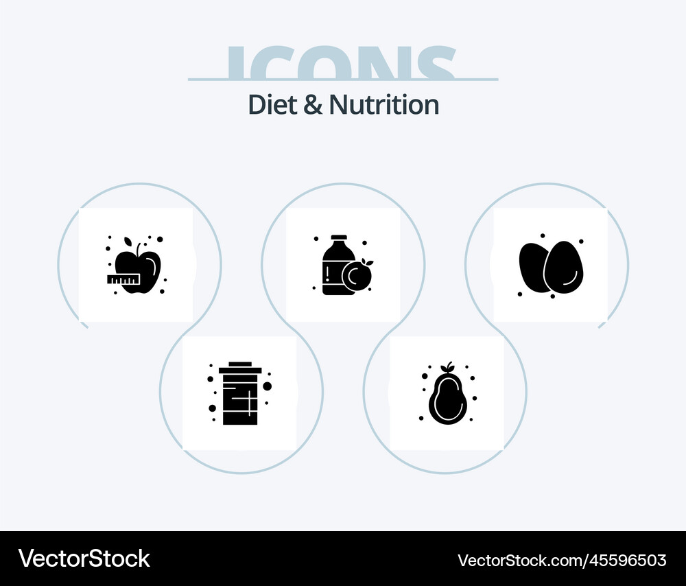 Diet and nutrition glyph icon pack 5 icon design Vector Image
