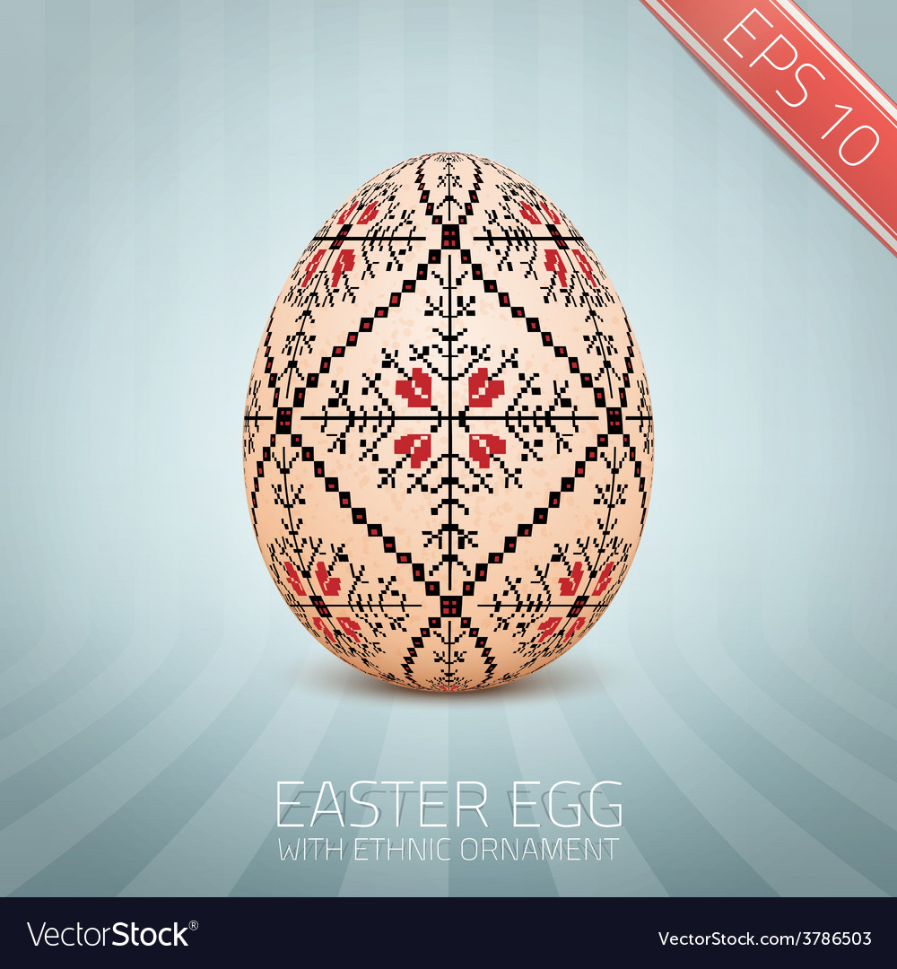 Easter egg with an ukrainian folk pattern Vector Image