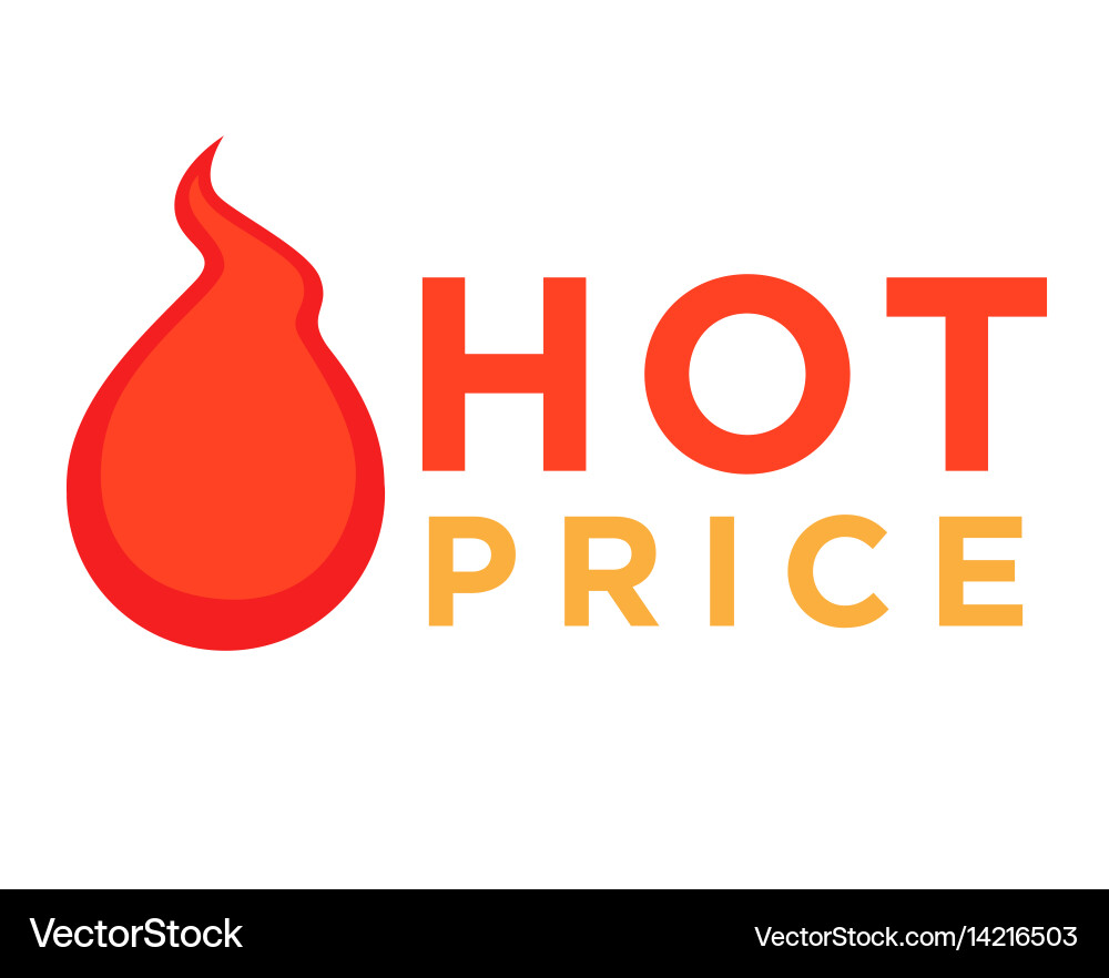 Hot price logo with burning fire element isolated Vector Image