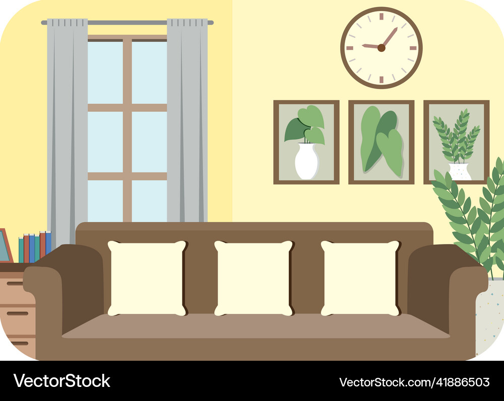 Living room interior in flat design concept Vector Image