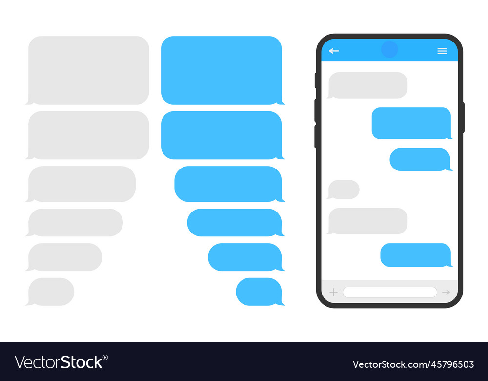 Message bubbles set text balloon on smart phone Vector Image