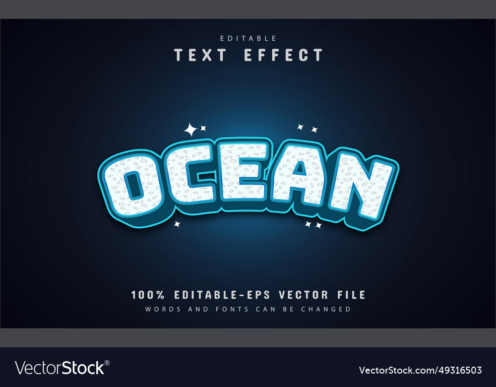 Ocean text editable effect Royalty Free Vector Image