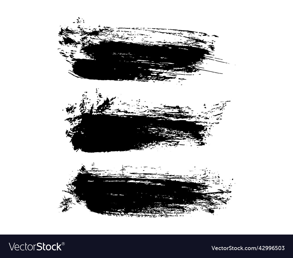 Set of black hand drawn brush strokes Royalty Free Vector