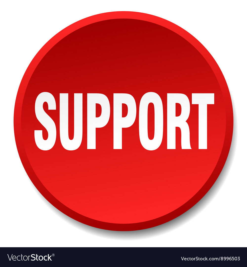 Support red round flat isolated push button Vector Image