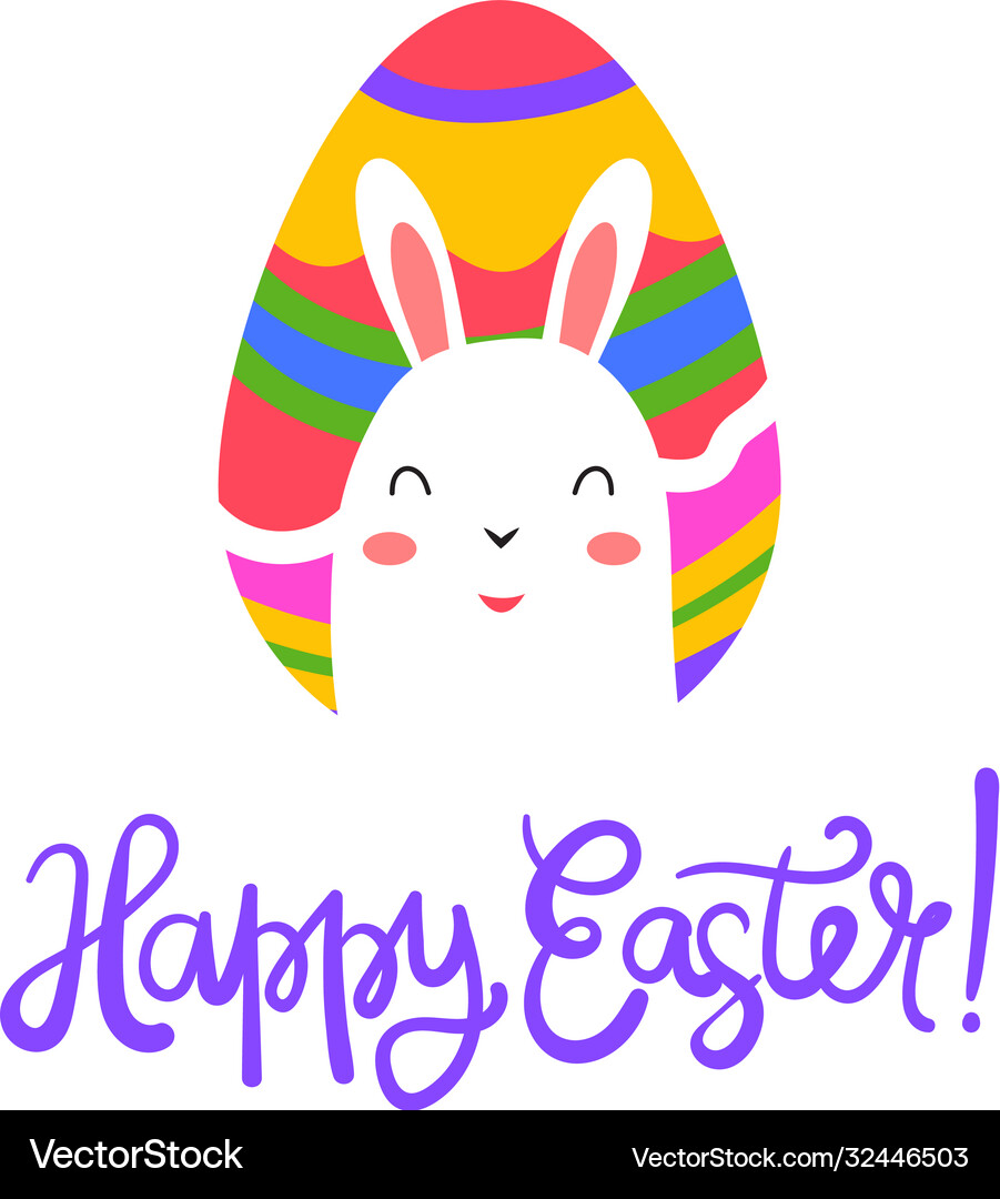 Template logo egg with bunny for happy easter day Vector Image