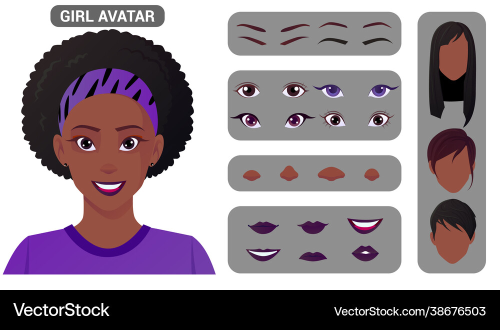 Woman avatar creation pack and face construction Vector Image