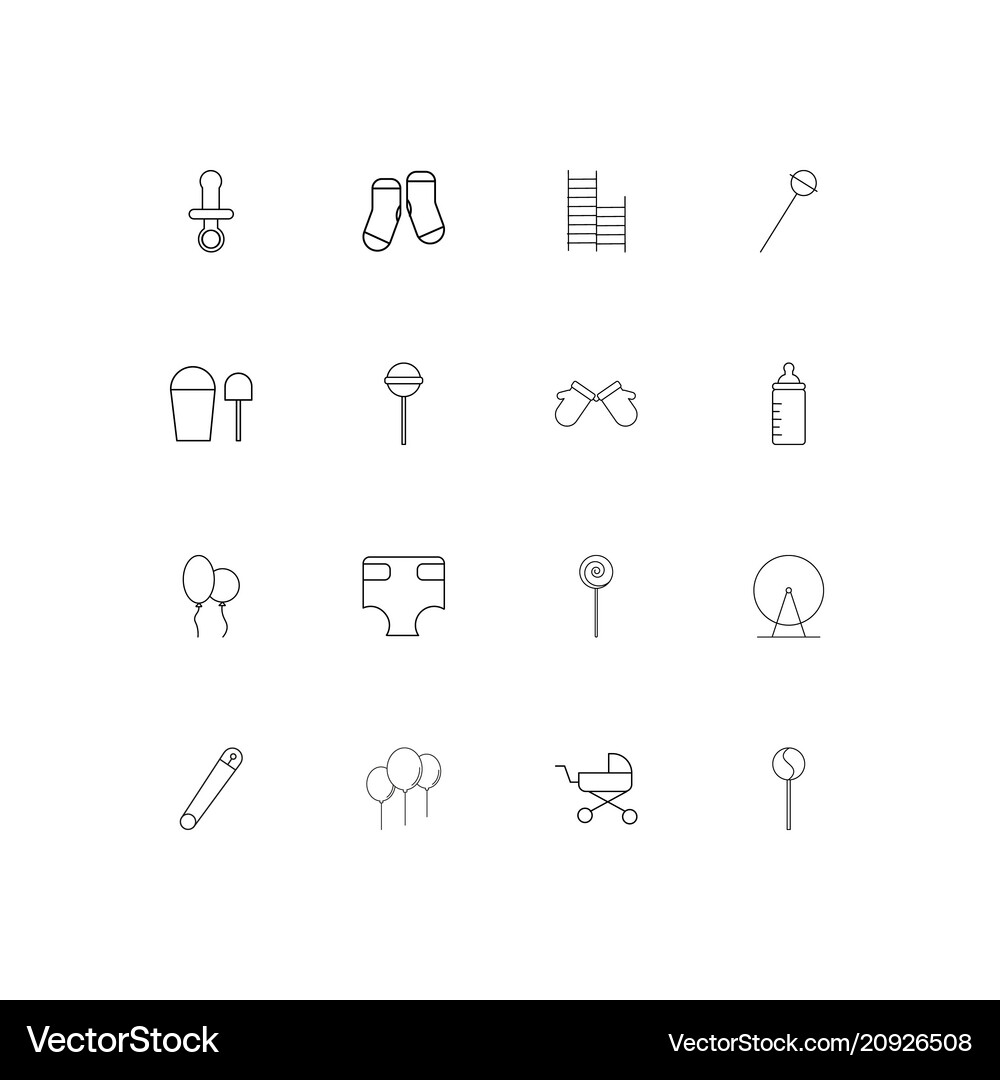 Baby kid and newborn linear thin icons set Vector Image