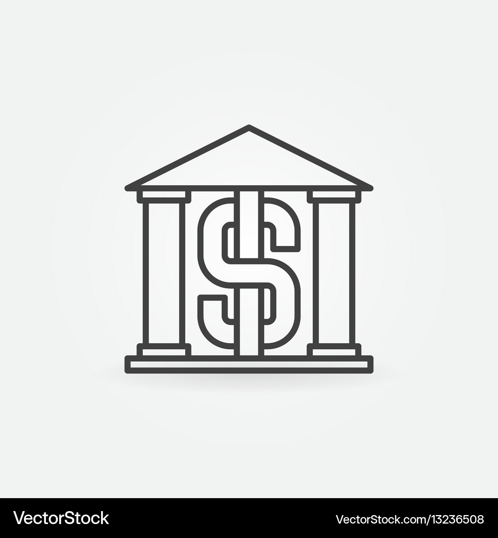 Bank building outline icon Royalty Free Vector Image