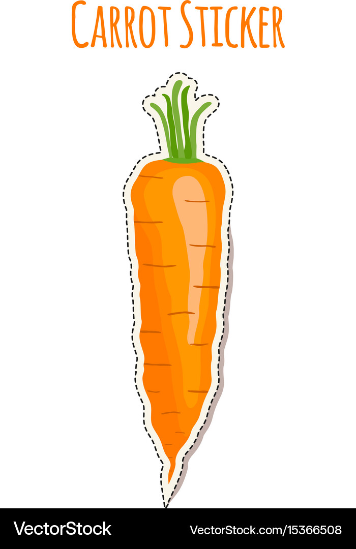 Carrot sticker made in cartoon flat style Vector Image