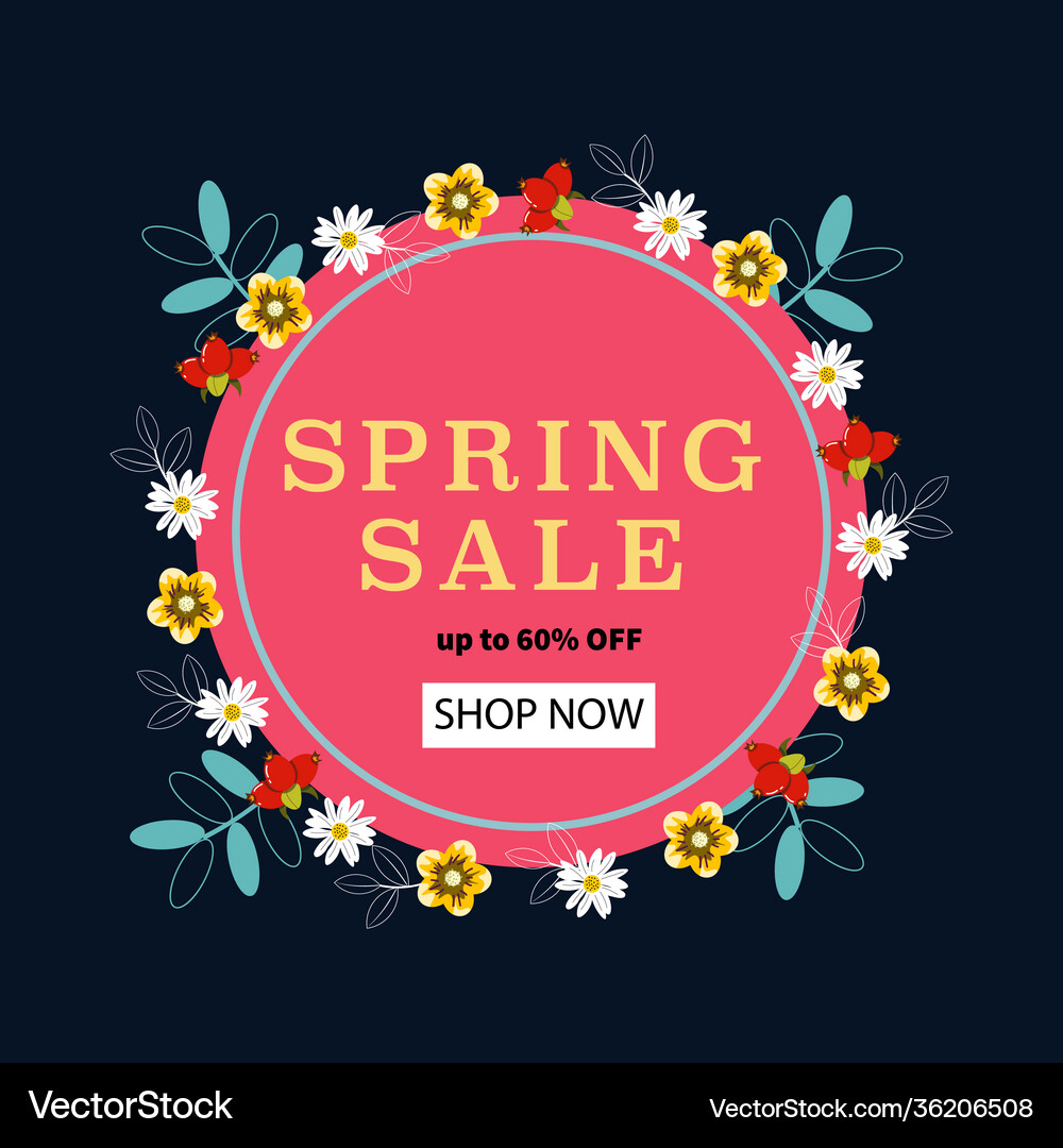 Cute floral template with berries and leaves Vector Image