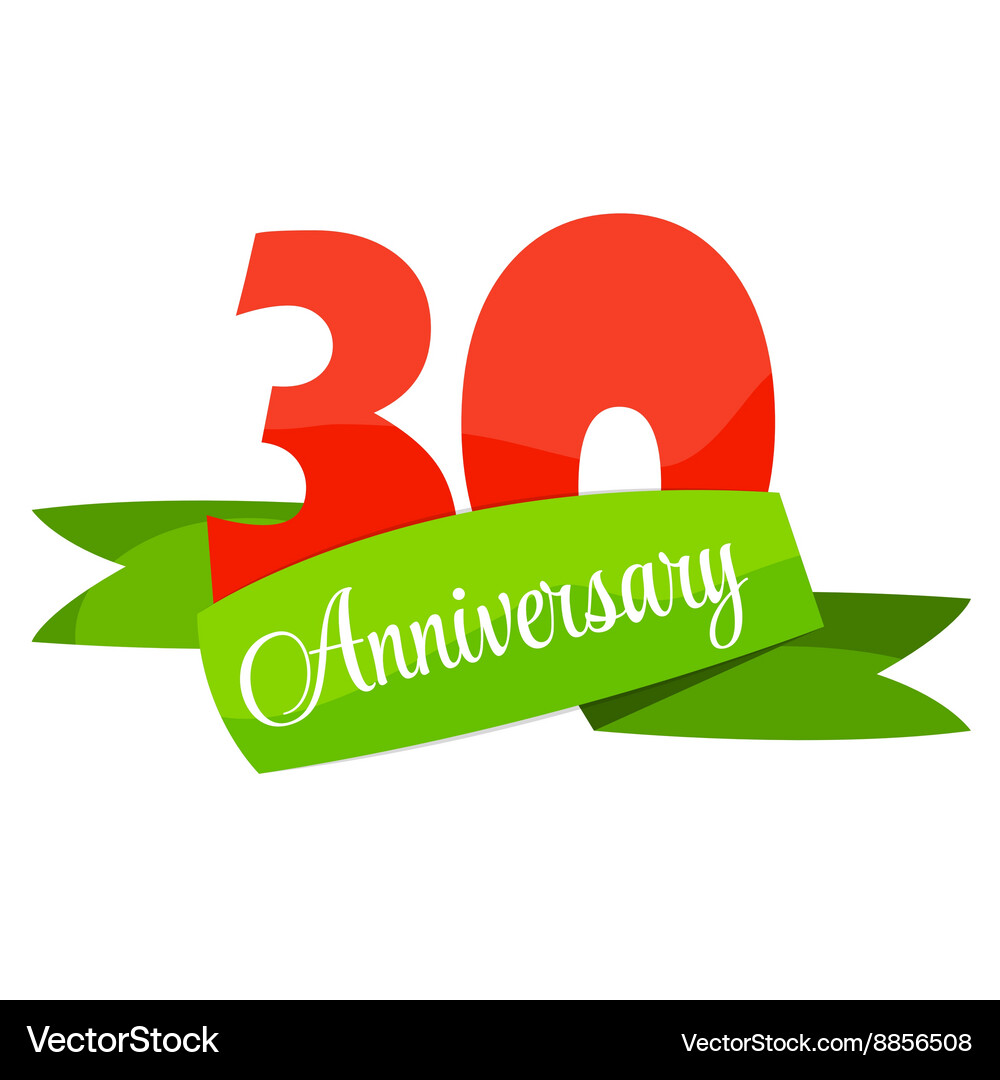 Cute template 30 years anniversary sign Royalty Free Vector
