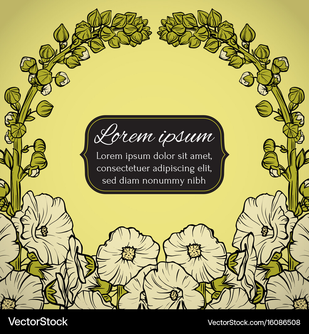 Floral wreath postcard with flowers Royalty Free Vector