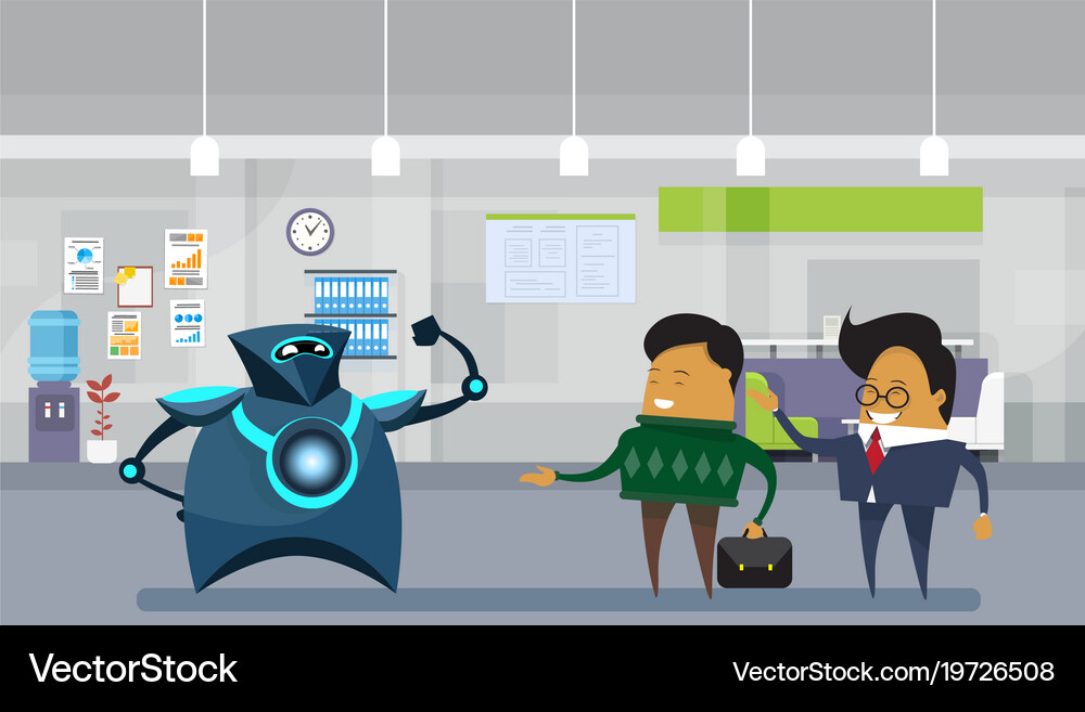 Human vs robots modern robotic and business men Vector Image