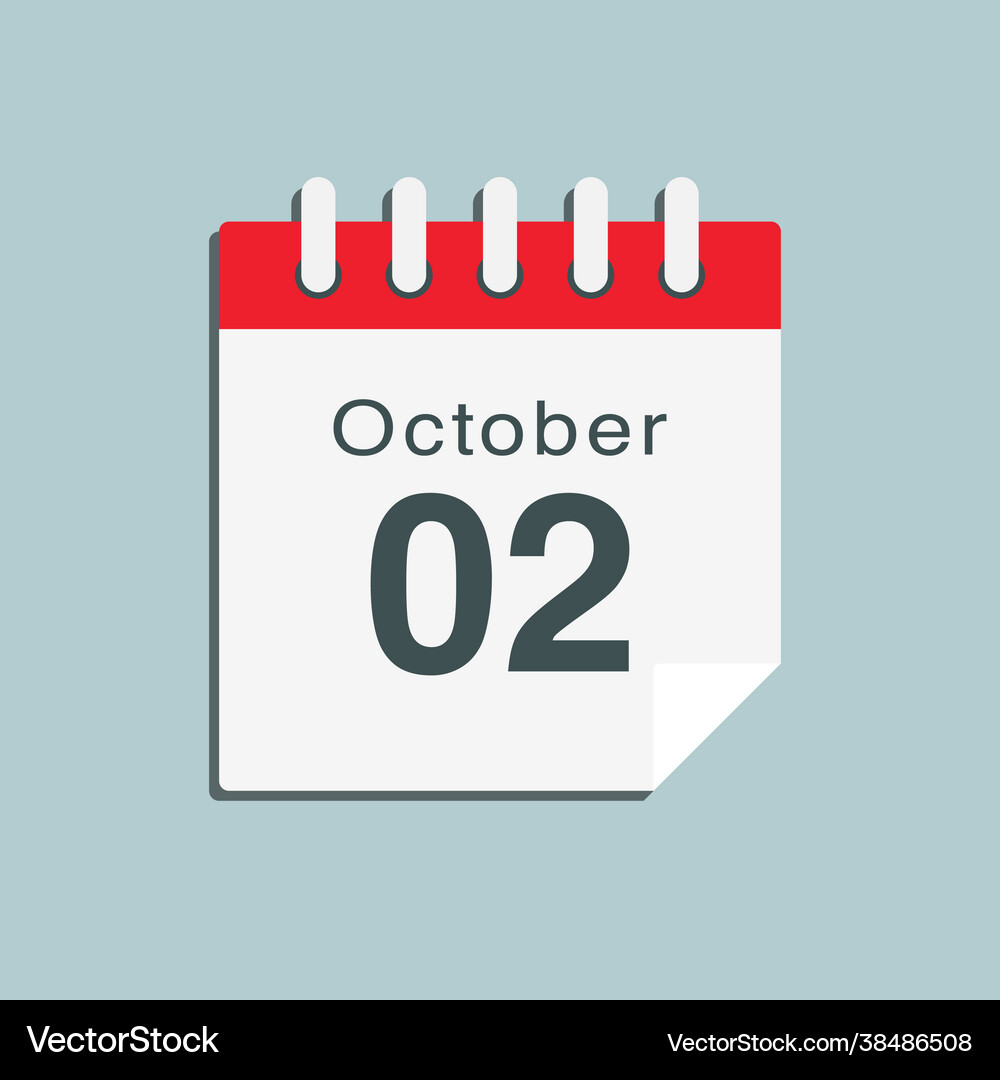Icon day date 2 october template calendar page Vector Image