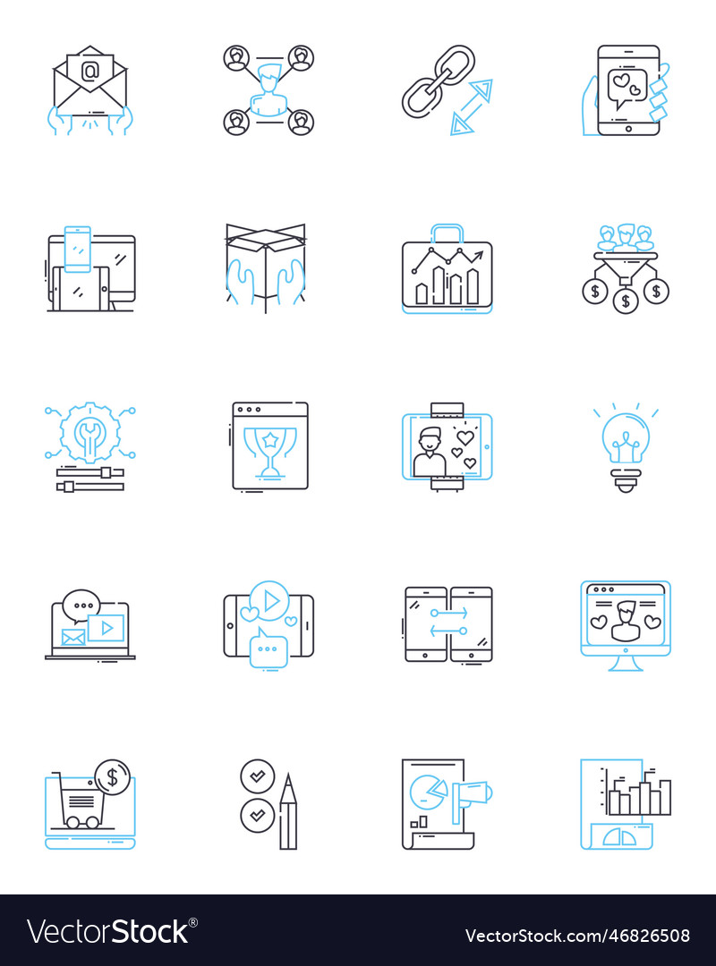 Interior elements linear icons set lighting Vector Image