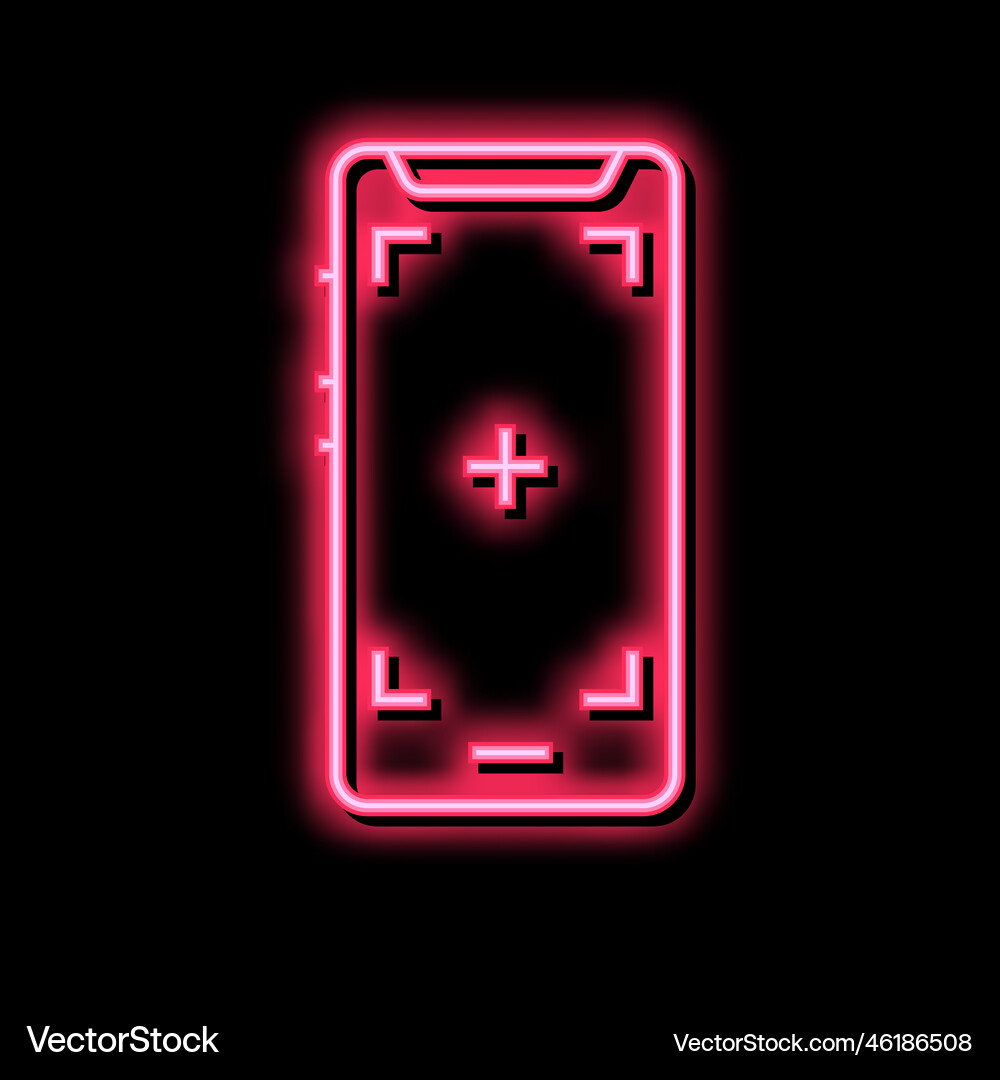 Mobile phone photo camera neon glow icon Vector Image