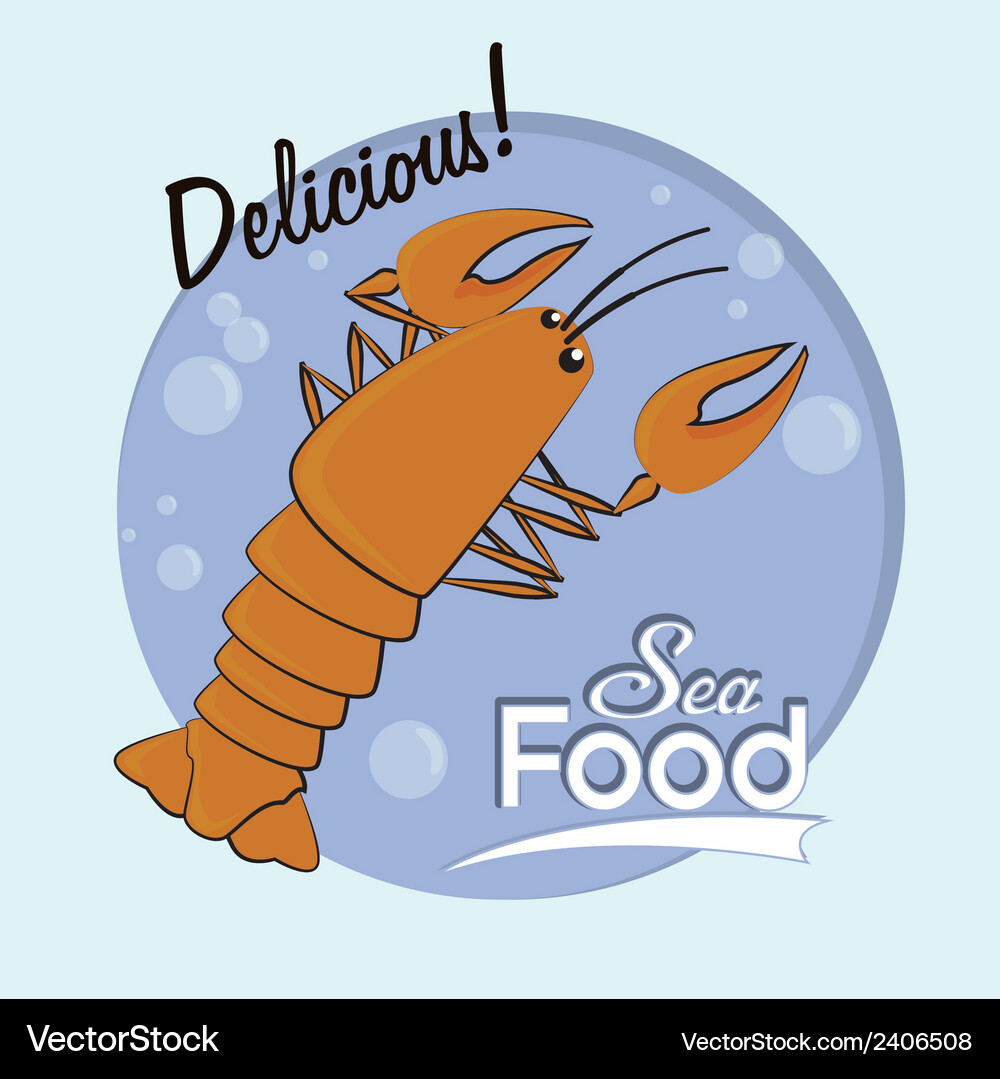 Sea food over blue background Royalty Free Vector Image