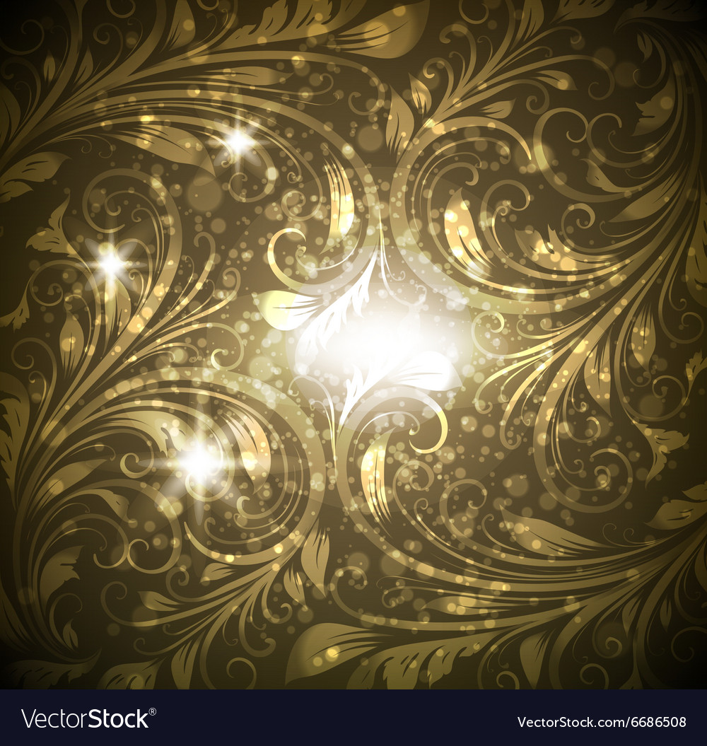 Seamless gold floral wallpaper Royalty Free Vector Image