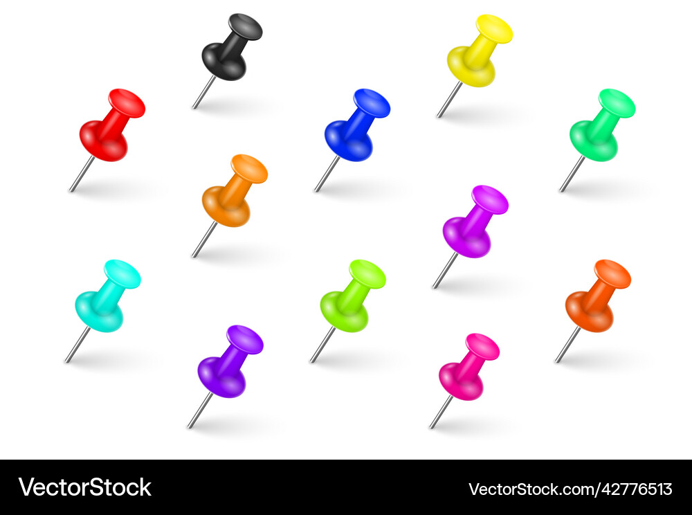 3d pin tack pinned pushpin stationery needle Vector Image