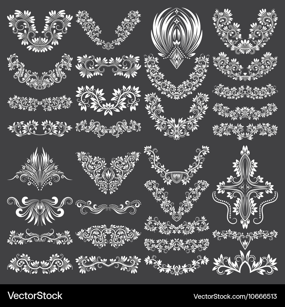Big set of ornamental elements for design white Vector Image
