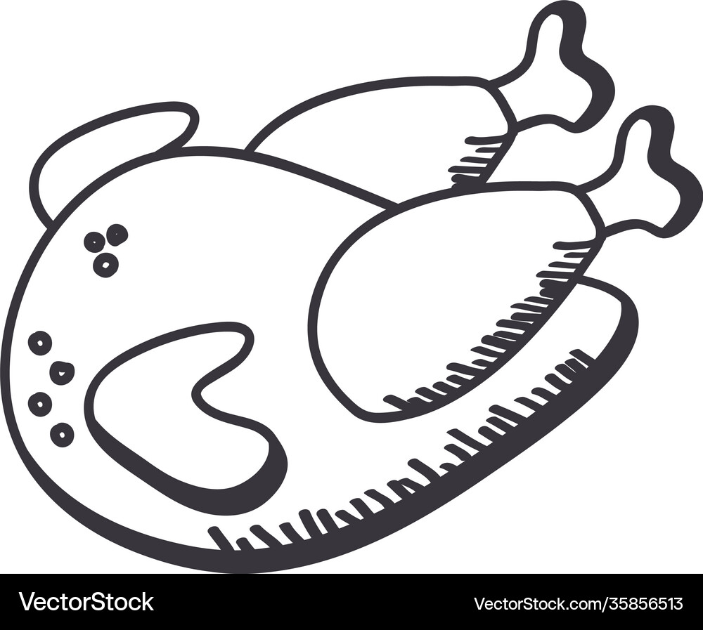 Chicken hand draw and line style icon isolated Vector Image