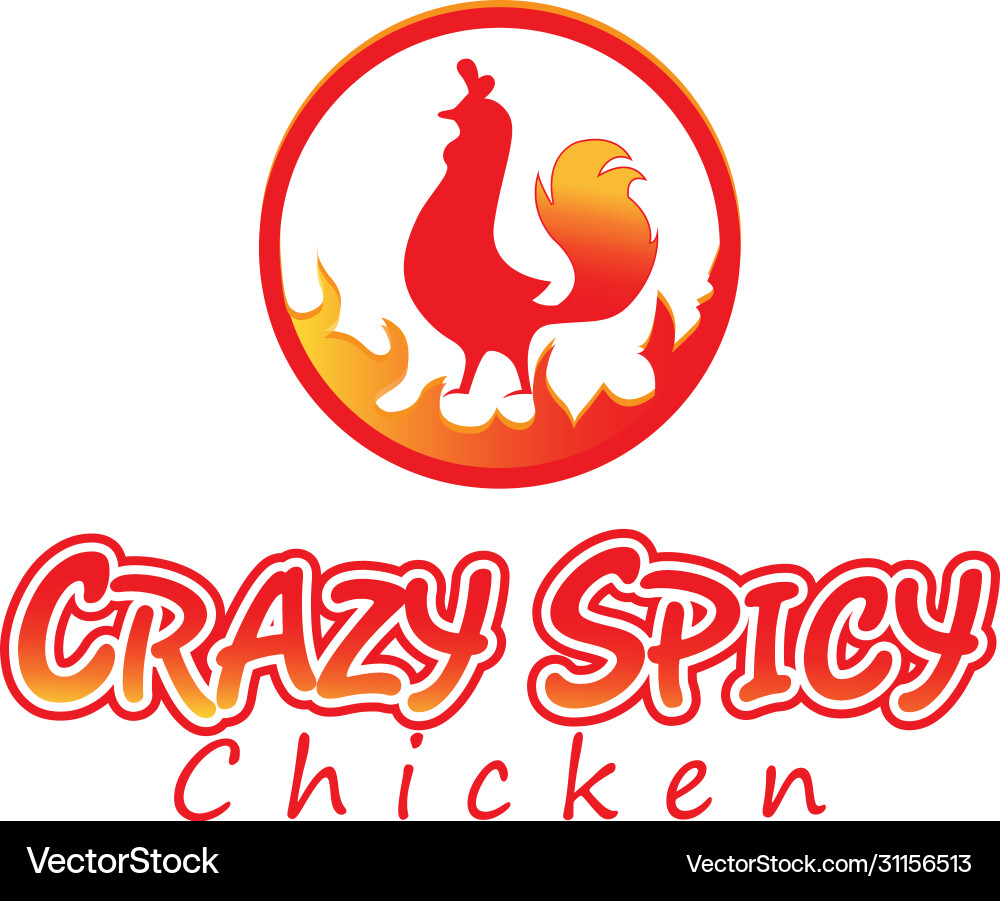 Crazy spicy chicken logo logo fried chicken Vector Image