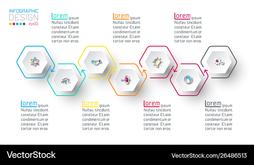 Hexagon inforgraphics on graphic art Royalty Free Vector