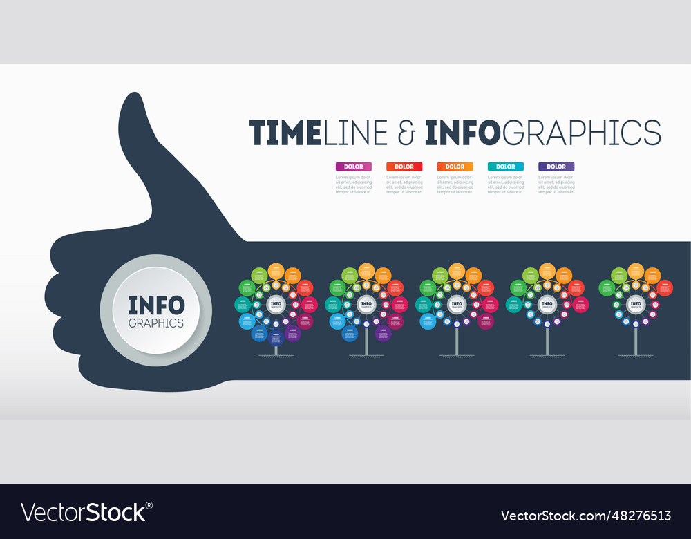 Infographic or timeline with five trees Royalty Free Vector