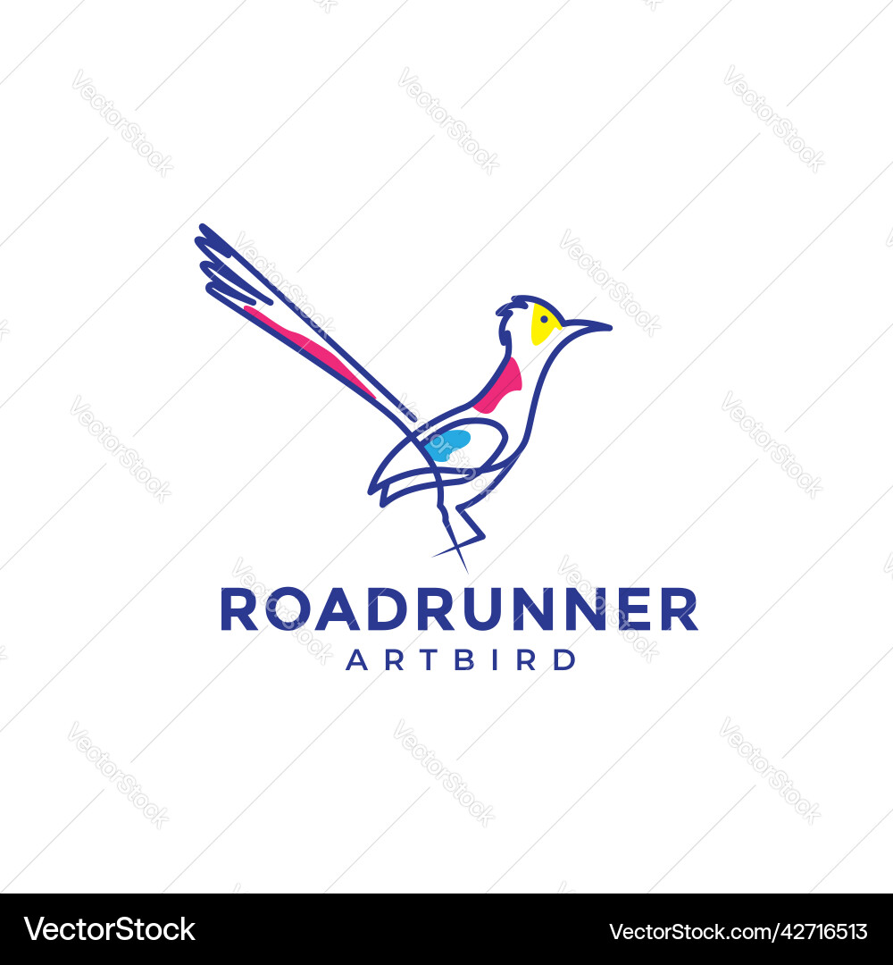 Lines art abstract bird roadrunner logo design Vector Image