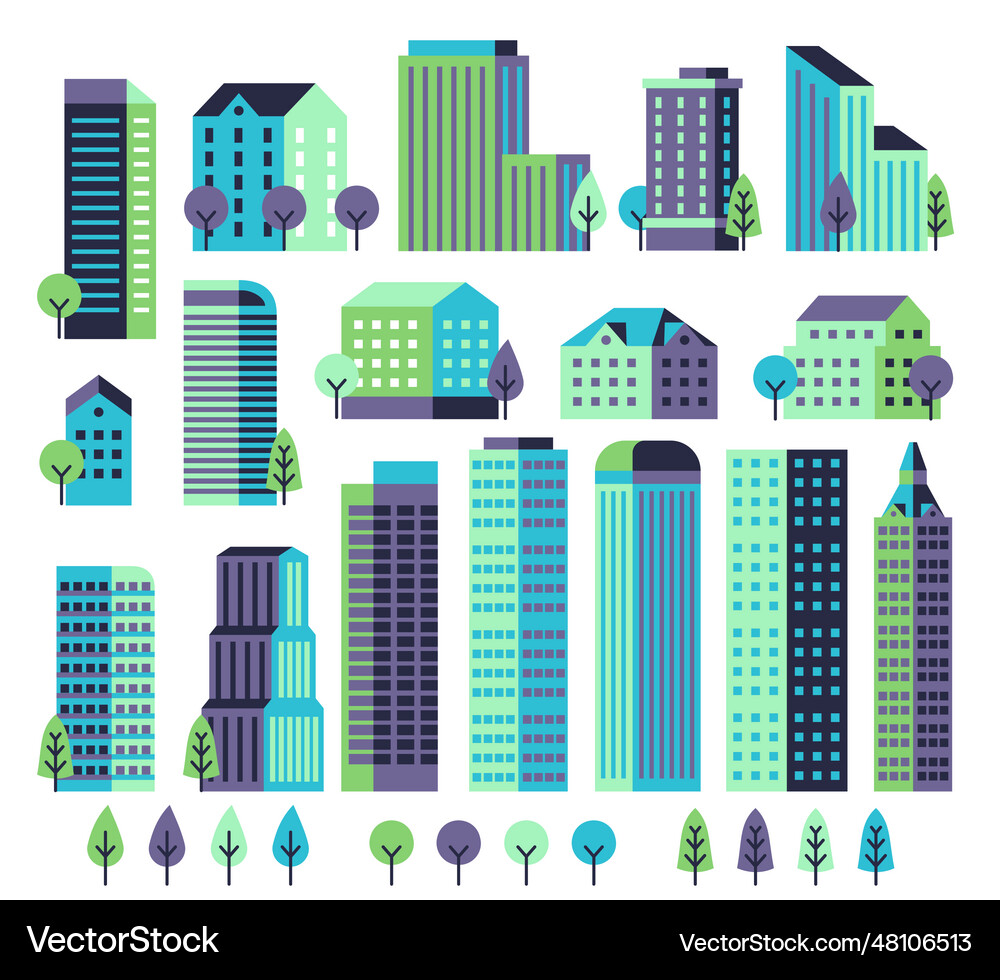 Minimal buildings and skyscrapers Royalty Free Vector Image