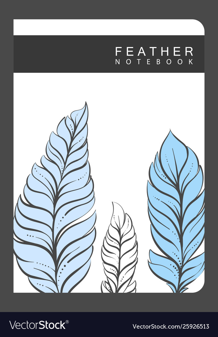 Notebook template with feathers Royalty Free Vector Image