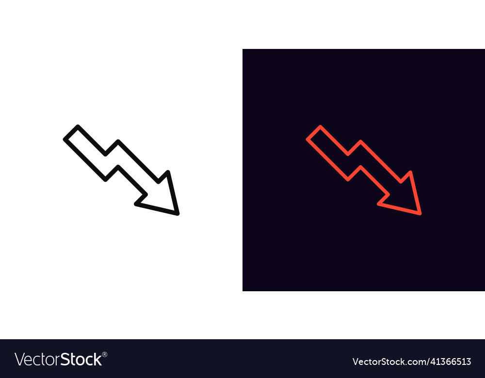 Outline decrease arrow icon with editable stroke Vector Image