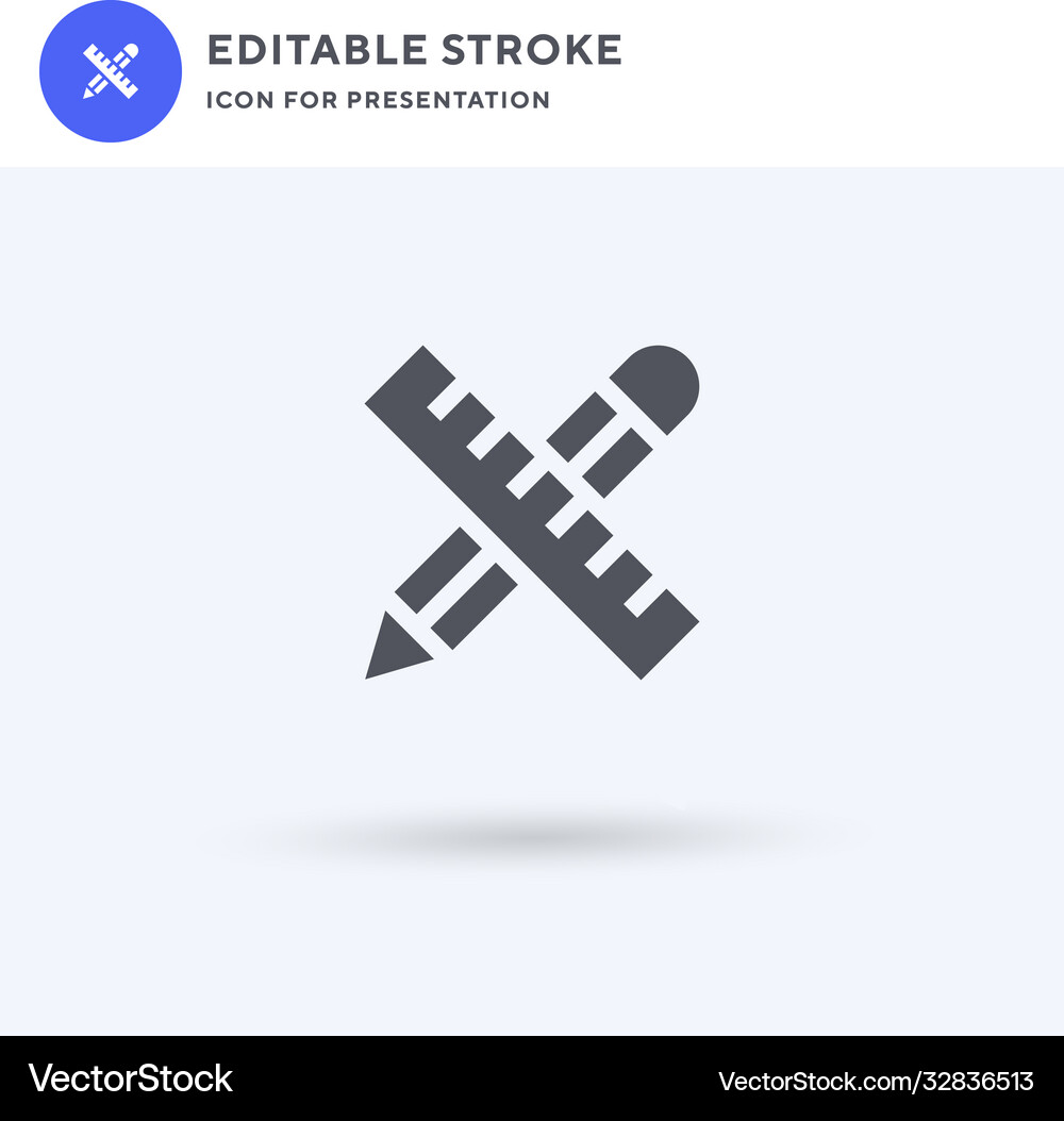 Pencil and ruler icon filled flat sign Royalty Free Vector