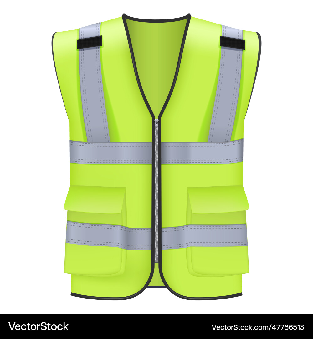 Reflective safety green vest for security traffic Vector Image