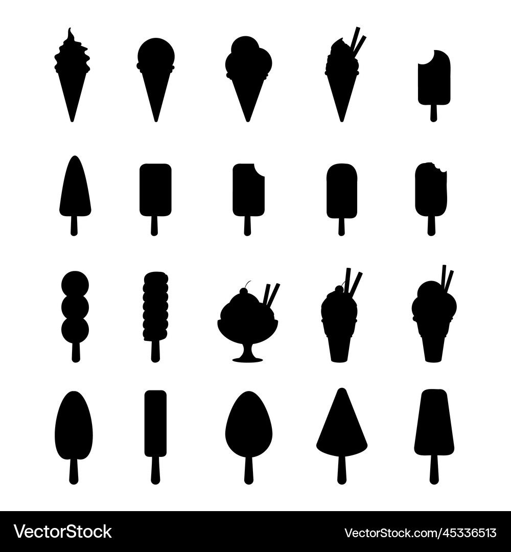 Silhouette ice cream collection Royalty Free Vector Image
