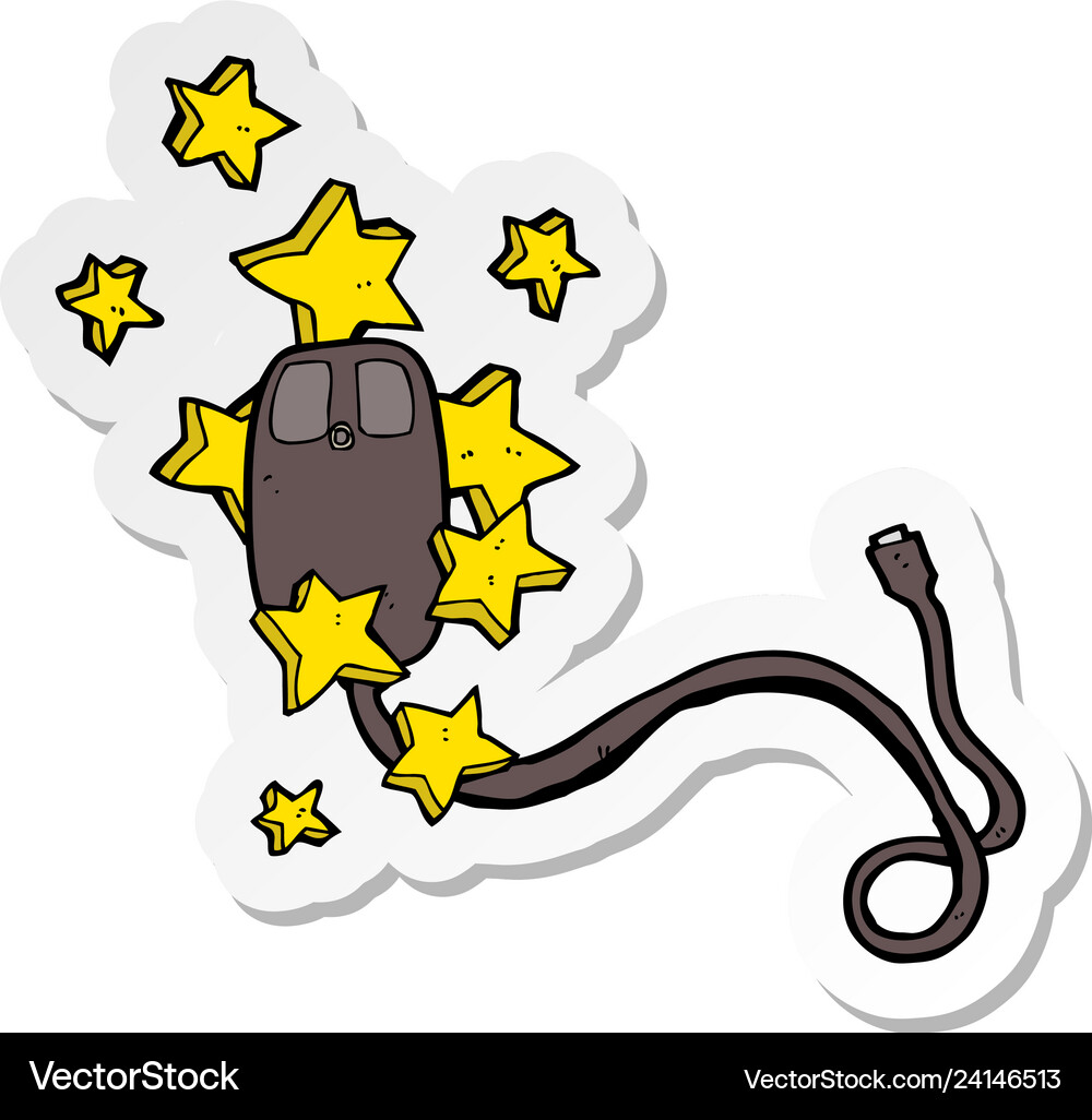 Sticker of a cartoon computer mouse Royalty Free Vector