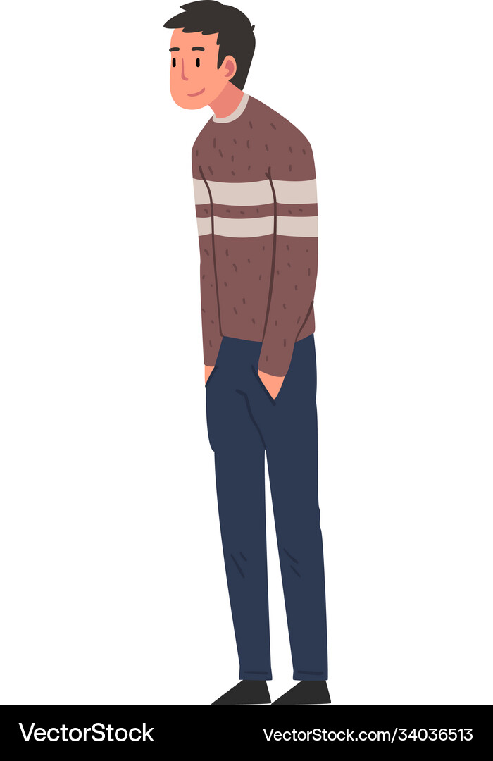 Young man in casual clothes standing with hands Vector Image
