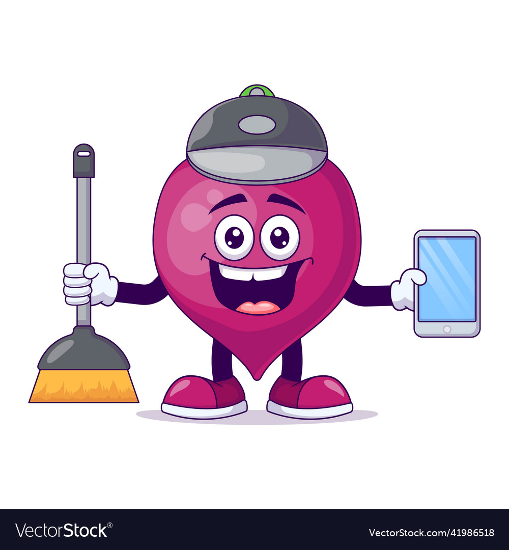 Cleaner beetroot cartoon mascot character Vector Image