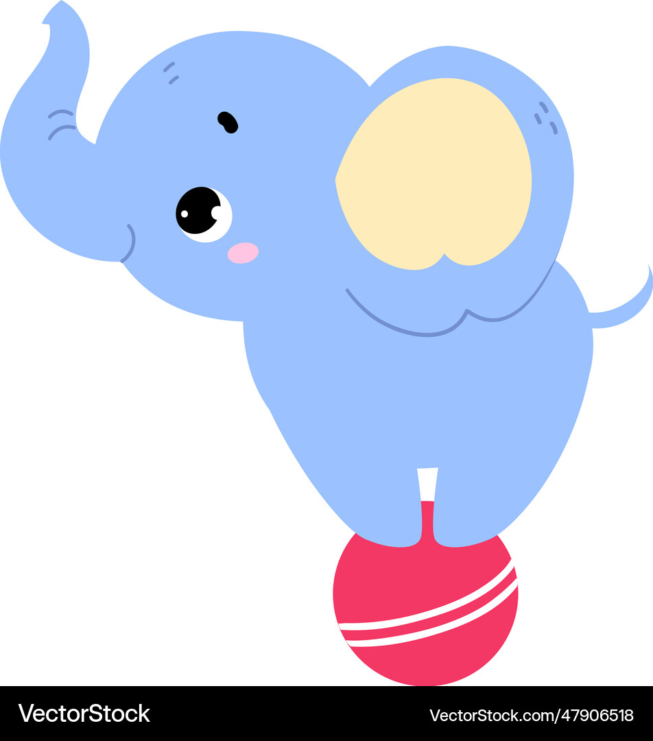 Cute baby elephant character with trunk balancing Vector Image