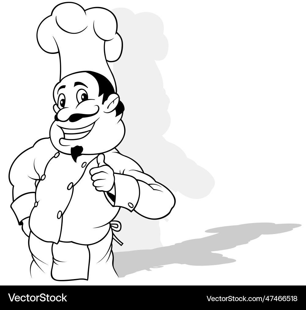 Drawing of a chef in white uniform Royalty Free Vector Image