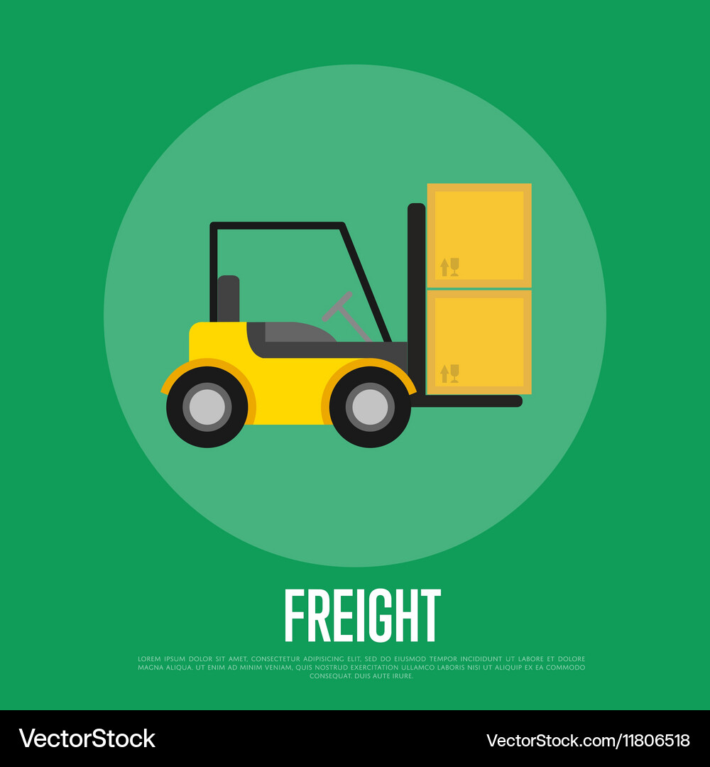 Freight banner with forklift truck Royalty Free Vector Image