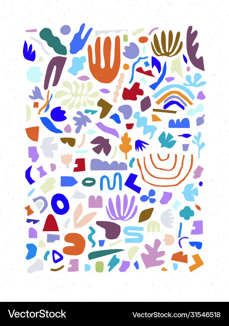 Handmade geometric abstract shapes violet and blue