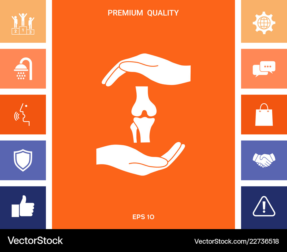 Hands holding knee-joint - protection symbol Vector Image