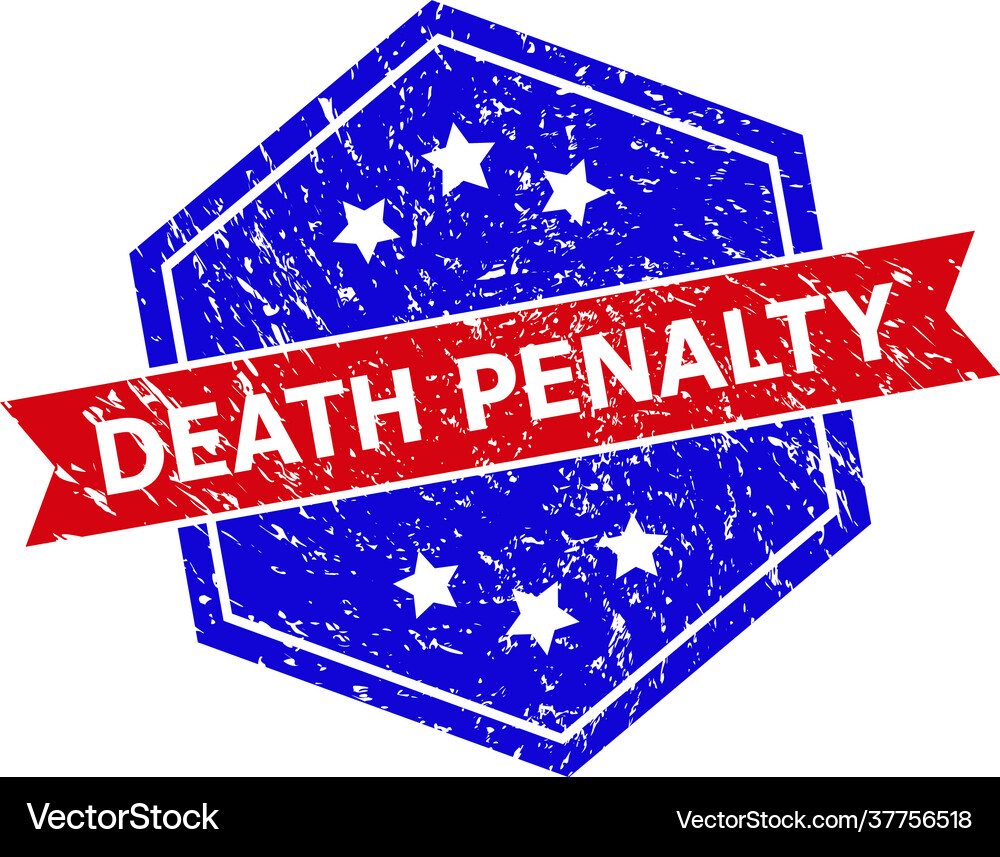 Hexagonal bicolor death penalty stamp seal Vector Image