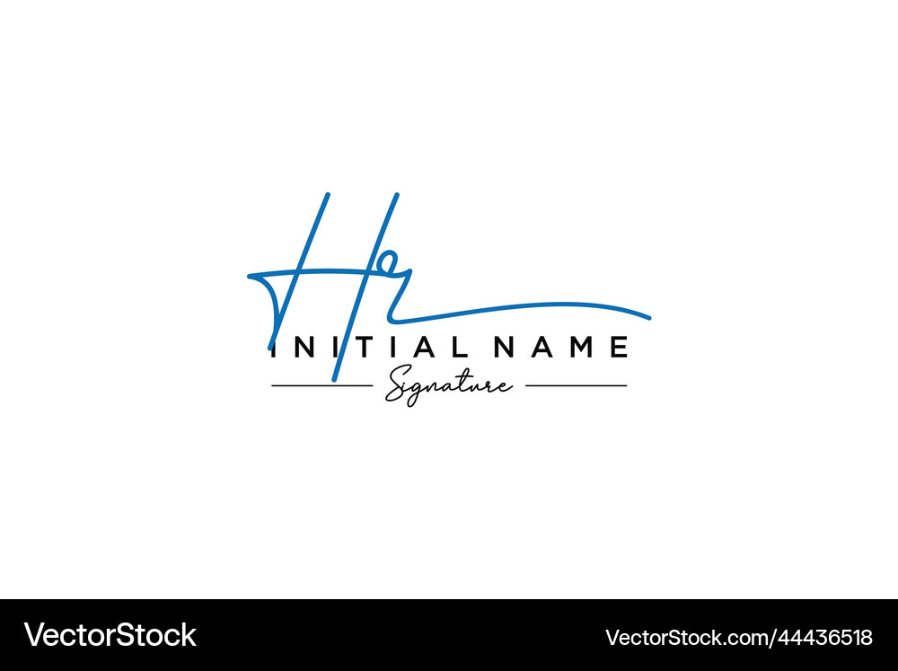 Initial hr signature logo template hand drawn Vector Image