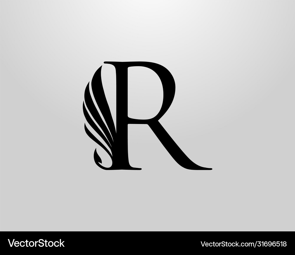 Initial r classic wing logo heraldic r letter Vector Image