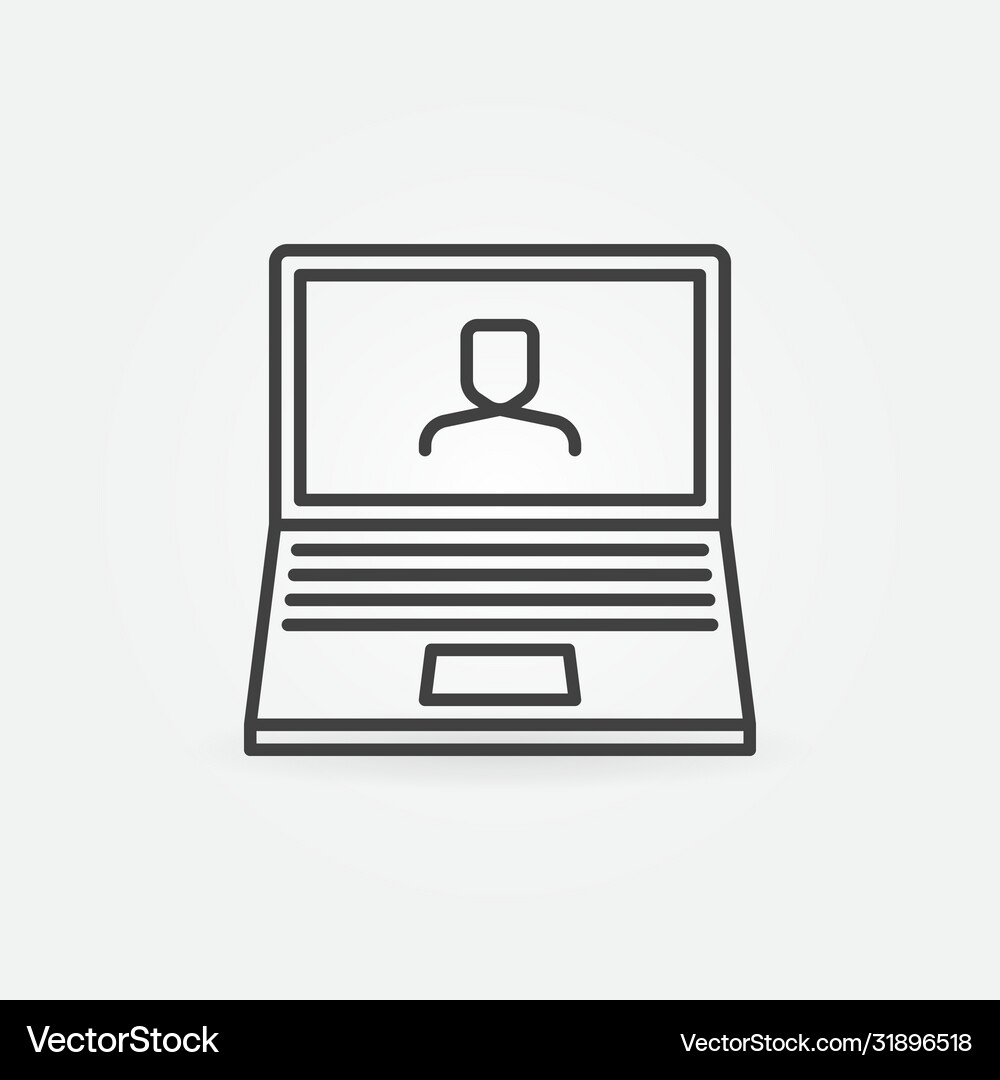 Laptop video conference line icon webinar Vector Image