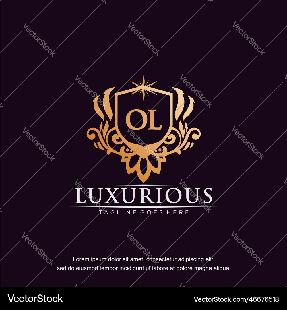Ol initial letter luxury ornament gold monogram Vector Image