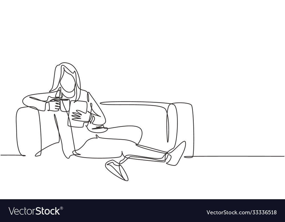 One continuous line drawing young Royalty Free Vector Image